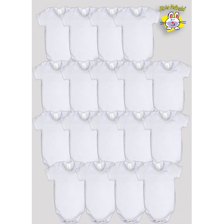 BODY M/C LISO BRANCO (18 PCS) - Bicho Molhado Confecções - Moda para Bebês