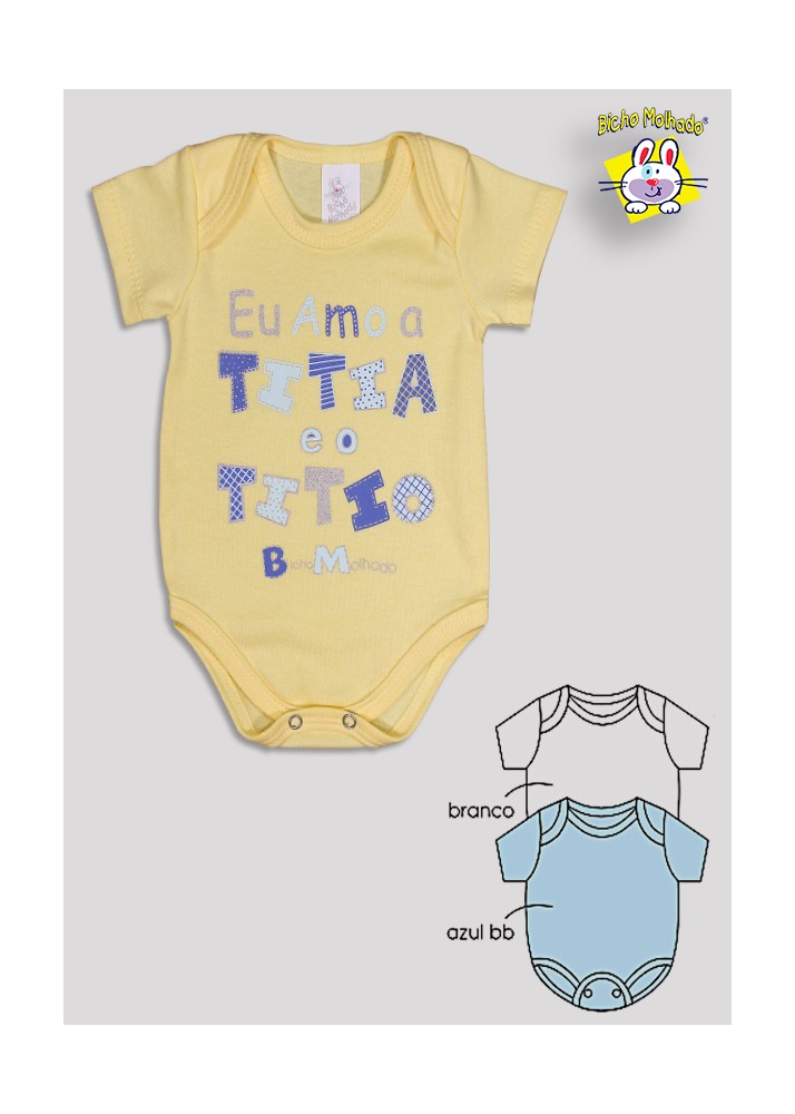BODY M/C PRONTA ENTREGA EST. AMO TITIO E TITIA (O) - KIT 3 P?S - Bicho ...